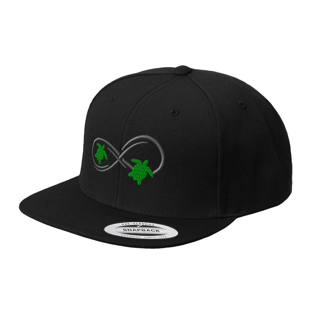 Custom Snapback Baseball Cap Sea Turtle Infinity Couple A Embroidery Acrylic Flat Bill Hard Hat Snaps Black Design Only