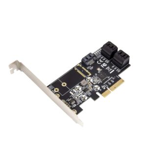 internal 5 port non-raid sata iii 6gb/s pci-e x4 controller card for desktop pc support ssd and hdd with low profile bracket. jmb585 chipset