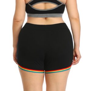 HDE Womens Rainbow Striped Retro Fashion Dolphin Running Workout Shorts 3X