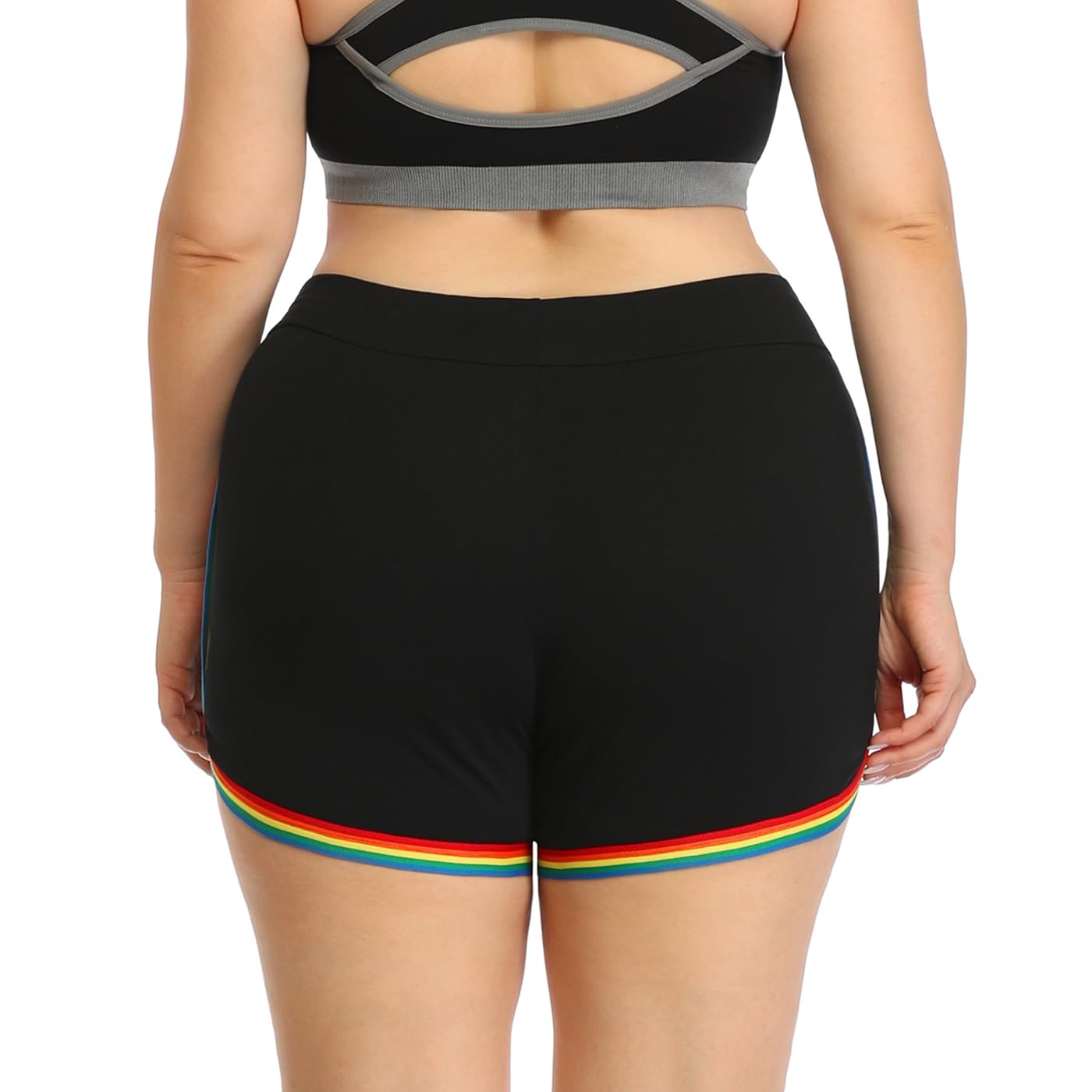 HDE Womens Rainbow Striped Retro Fashion Dolphin Running Workout Shorts 3X