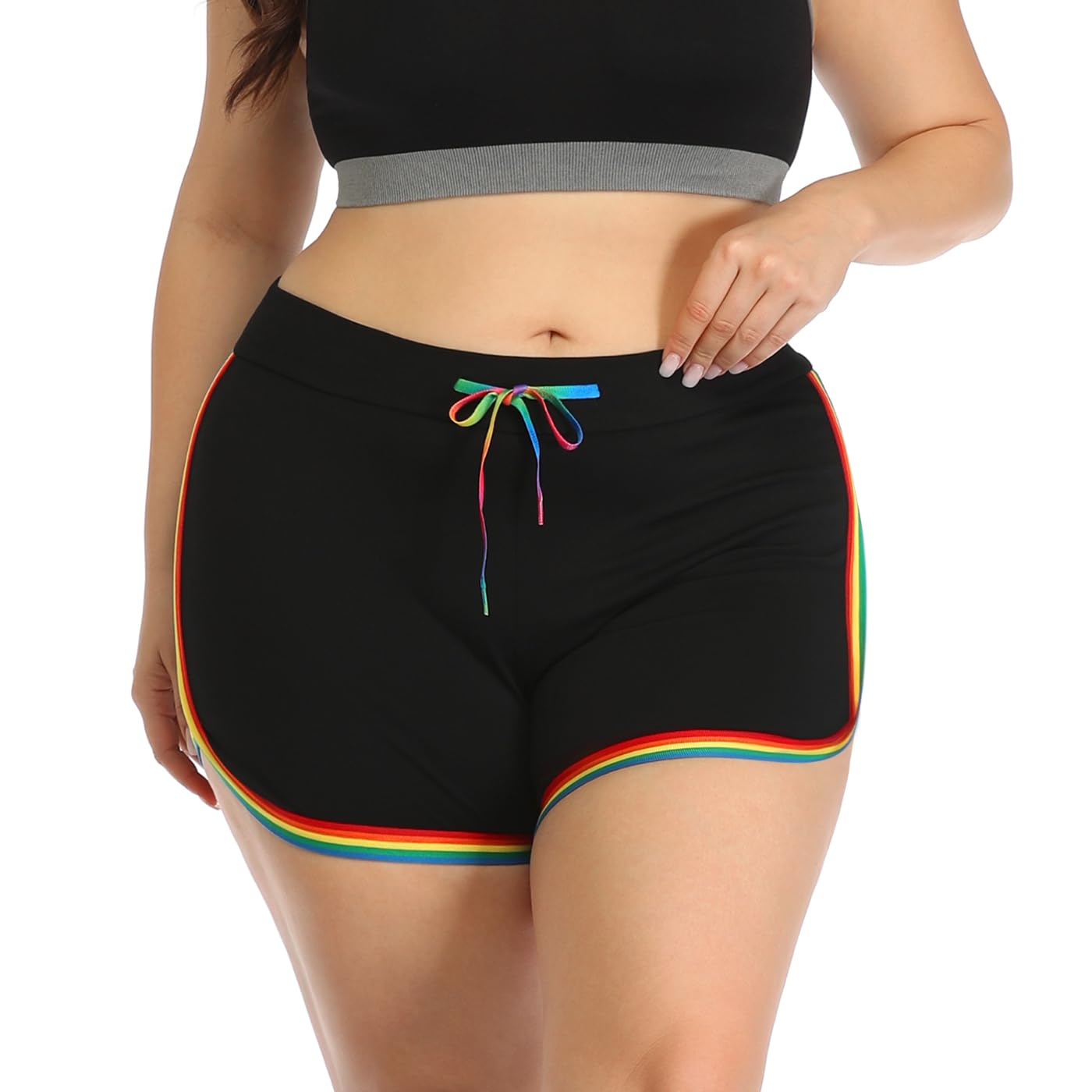 HDE Womens Rainbow Striped Retro Fashion Dolphin Running Workout Shorts 3X