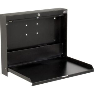 global industrial folding wall mounted shop desk, locking, 20" w x 3-3/8"d x 16-3/8"h, black