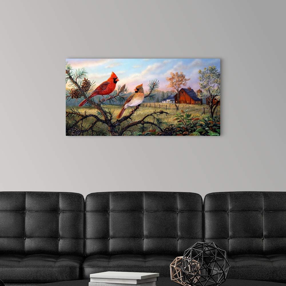 GREATBIGCANVAS Meadow Retreat Canvas Wall Art Print, Barn Home Decor Artwork, 36"x18"x1.5"