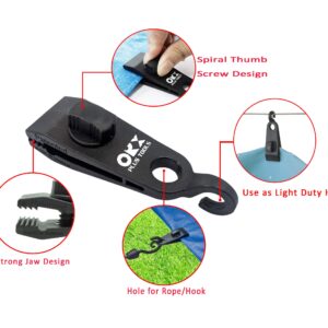 ORXPLUS TOOLS 4pcs Thumb Screw Tarp Clips with Hook Tent Clips Awning Clamp Set Tent Clamps for Camping Canopies, Car Cover, Winter Boat Cover, Pool Cover, Sun Shade