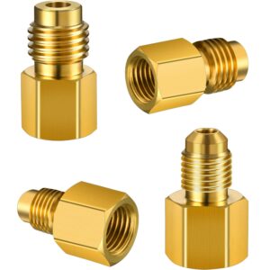 4 pieces 6015 r134a brass refrigerant tank adapter to r12 fitting adapter 1/2 female to 1/4 male flare adaptor valve core and 6014 vacuum pump adapter 1/4 inch flare female to 1/2 inch male