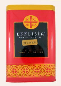 cathedral candle company high grade ekklisia myrrh greek incense for church use, 1 lb tin