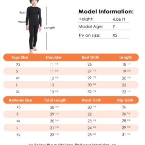 MANCYFIT Thermal Underwear for Boys Fleece Lined Long Johns Set Kids Base Layer Ultra Soft Black Large