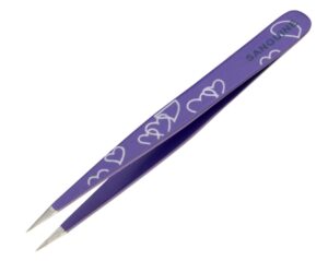 professional hair plucking tweezers barber tweezers pointed tip tweezers purple