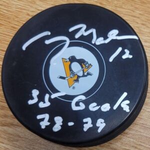 autographed max talbot pittsburgh penguins game hockey puck