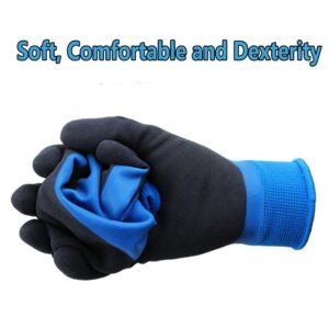 Waterproof Work Gloves Double Latex Coated Superior Grip for Gardening Outdoor Fishing Car Cleaning Multipurpose