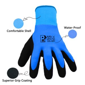 Waterproof Work Gloves Double Latex Coated Superior Grip for Gardening Outdoor Fishing Car Cleaning Multipurpose