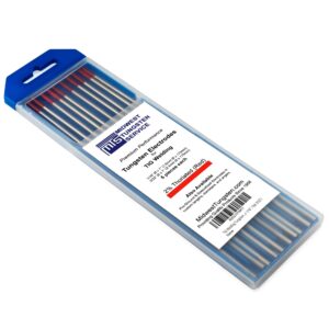 midwest tungsten service tig welding tungsten electrodes 10-pack (red - 2% thoriated (wt20/ewth-2), 5pc 1/16" & 5pc 3/32")