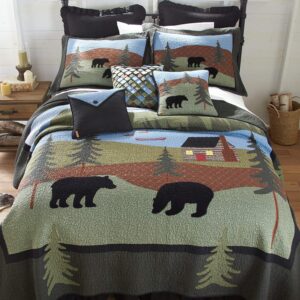 Donna Sharp Full/Queen Bedding Set - 3 Piece - Bear Lake Cotton Lodge Quilt Set with Full/Queen Quilt and Two Standard Pillow Shams - Fits Queen Size and Full Size Beds - Machine Washable