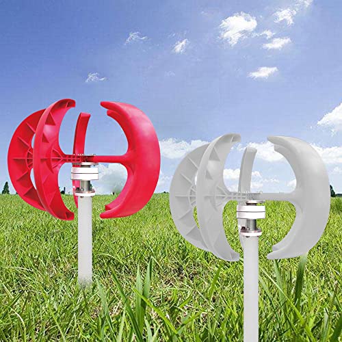 Wind Turbine Generator, 5 Blades Wind Turbine Lanterns Generator Vertical Axis Controller 600W 12 V (white 12v)