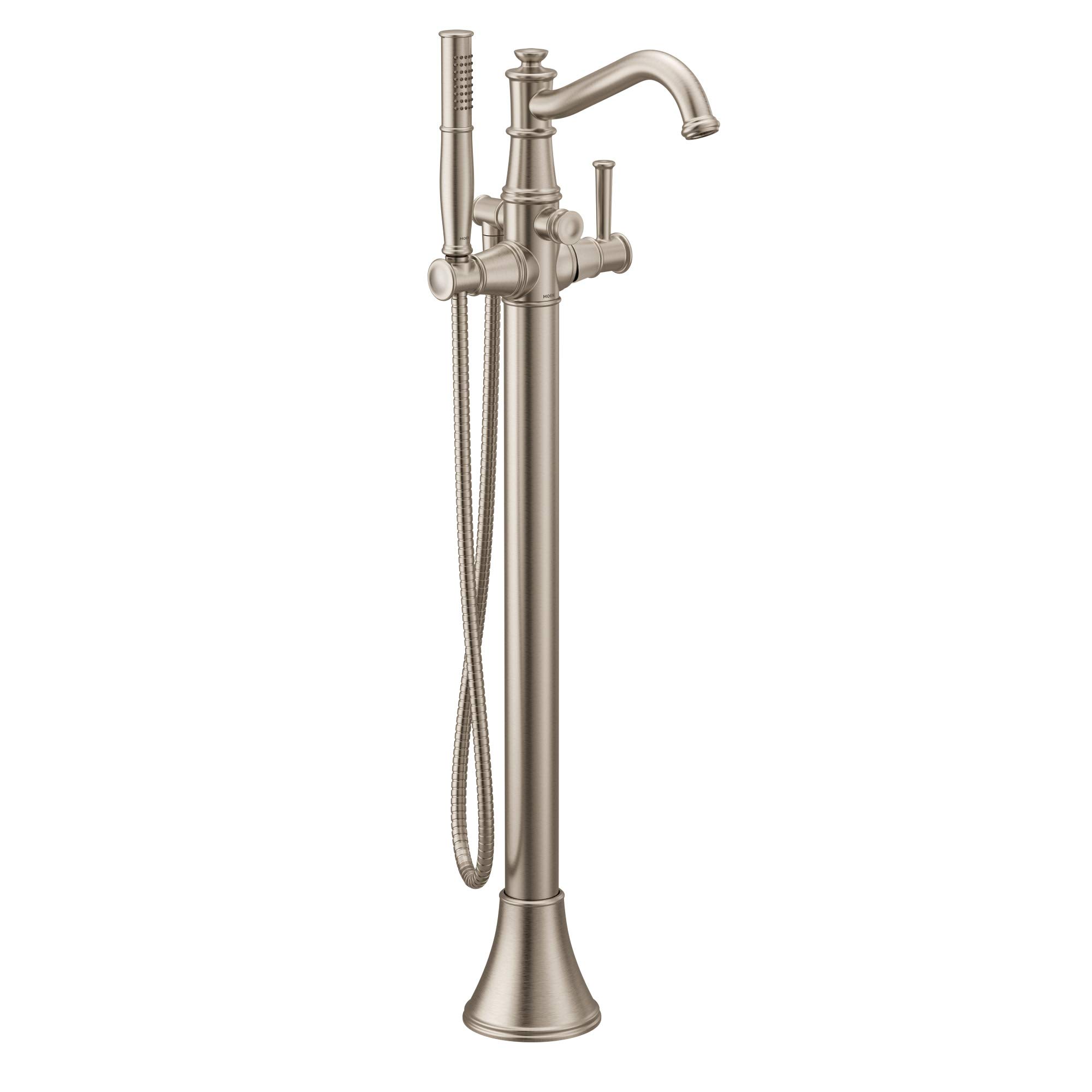 Moen 9025BN Belfield One-Handle Freestanding Floor Mount Tub Filler with Handshower, Brushed Nickel