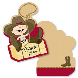 big dot of happiness little cowboy - shaped - western baby shower or birthday party thank you note cards with envelopes - set of 12