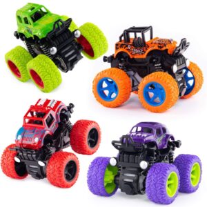 Monster Trucks Inertia Car Toys - Friction Powered Car Toys for Toddlers Kids Birthday Christmas Party Supplies Gift for Boys and Girls (4 Color)