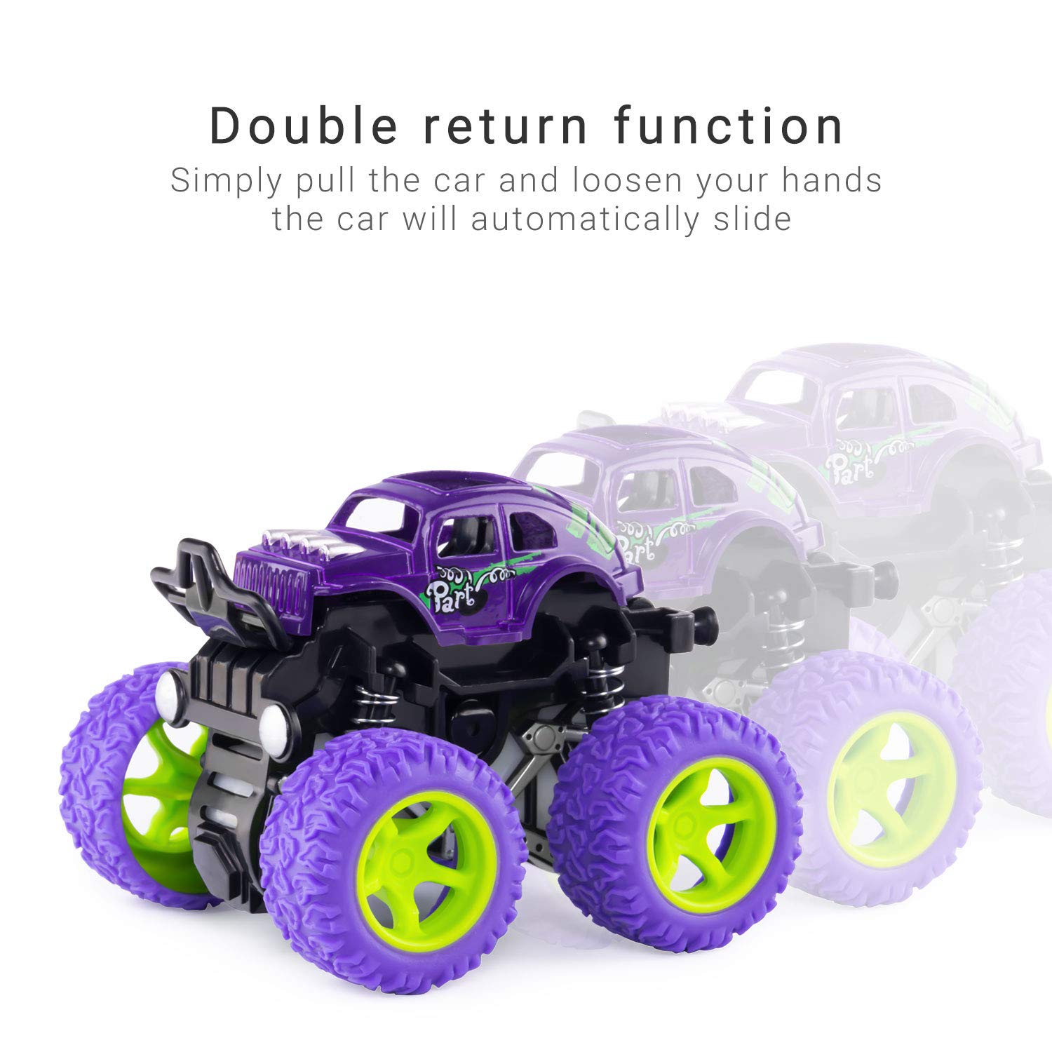 Monster Trucks Inertia Car Toys - Friction Powered Car Toys for Toddlers Kids Birthday Christmas Party Supplies Gift for Boys and Girls (4 Color)