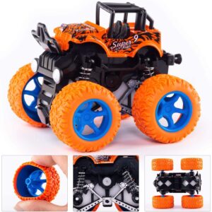 Monster Trucks Inertia Car Toys - Friction Powered Car Toys for Toddlers Kids Birthday Christmas Party Supplies Gift for Boys and Girls (4 Color)