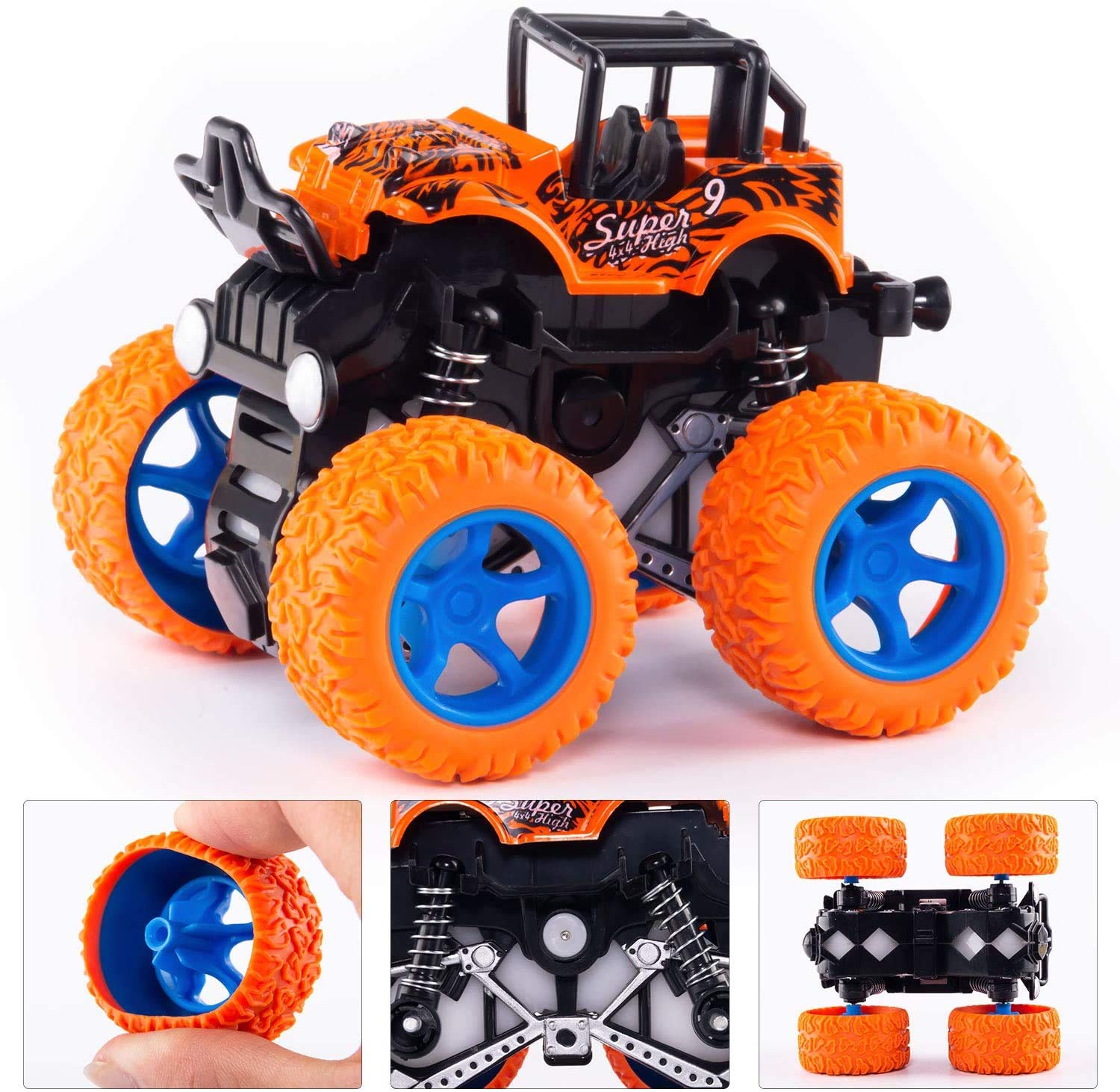 Monster Trucks Inertia Car Toys - Friction Powered Car Toys for Toddlers Kids Birthday Christmas Party Supplies Gift for Boys and Girls (4 Color)