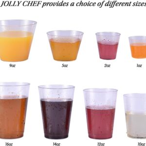 JOLLY CHEF 5 oz 100 Pack Small Glitter Disposable Cups, Glitter Plastic Cups, Disposable Plastic Shot Glasses Perfect for Parties Halloween Thanksgiving Christmas