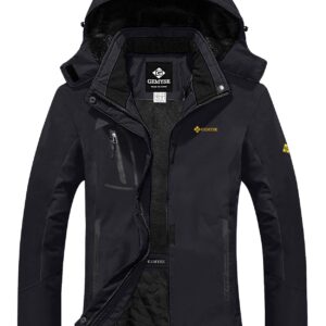 GEMYSE Women's Mountain Waterproof Ski Snow Jacket Winter Windproof Rain Coat Outdoor Hiking Windbreaker(Black 8301,X-Large)