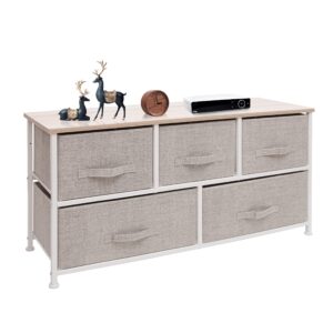 east loft extra wide dressers for bedroom cheap closet dresser for nursery - storage dresser with 5 fabric drawers - easy assembly small dresser for closet kids clothes organizer (beige)