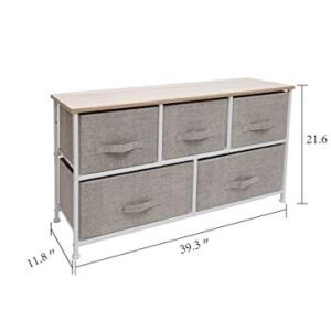 East Loft Extra Wide Dressers for Bedroom Cheap Closet Dresser for Nursery - Storage Dresser with 5 Fabric Drawers - Easy Assembly Small Dresser for Closet Kids Clothes Organizer (Beige)