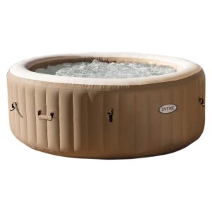 intex 28425e purespa bubble massage, inflatable spa set, tan, 4-person