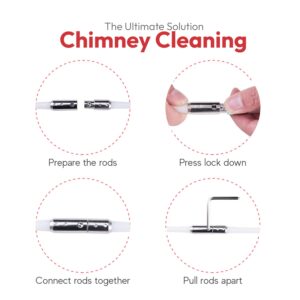 Morinoli 26 Feet Chimney Sweep Kit, Chrome Button Locking System, Chimney Cleaning Kit, Chimney Brush, Chimney Cleaning Tool, Chimney Cleaning System with 8 Flexible Chimney Rods