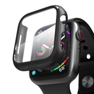 pzoz compatible for apple watch series se2 /6/5 /4 /se 40mm case with screen protector accessories slim guard thin bumper full coverage matte hard cover defense edge for iwatch women men gps (black)