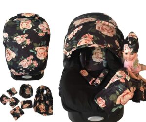 9pc baby boy baby girl ultimate set of infant car seat cover canopy headrest blanket hat nursing scarf, 21dr02