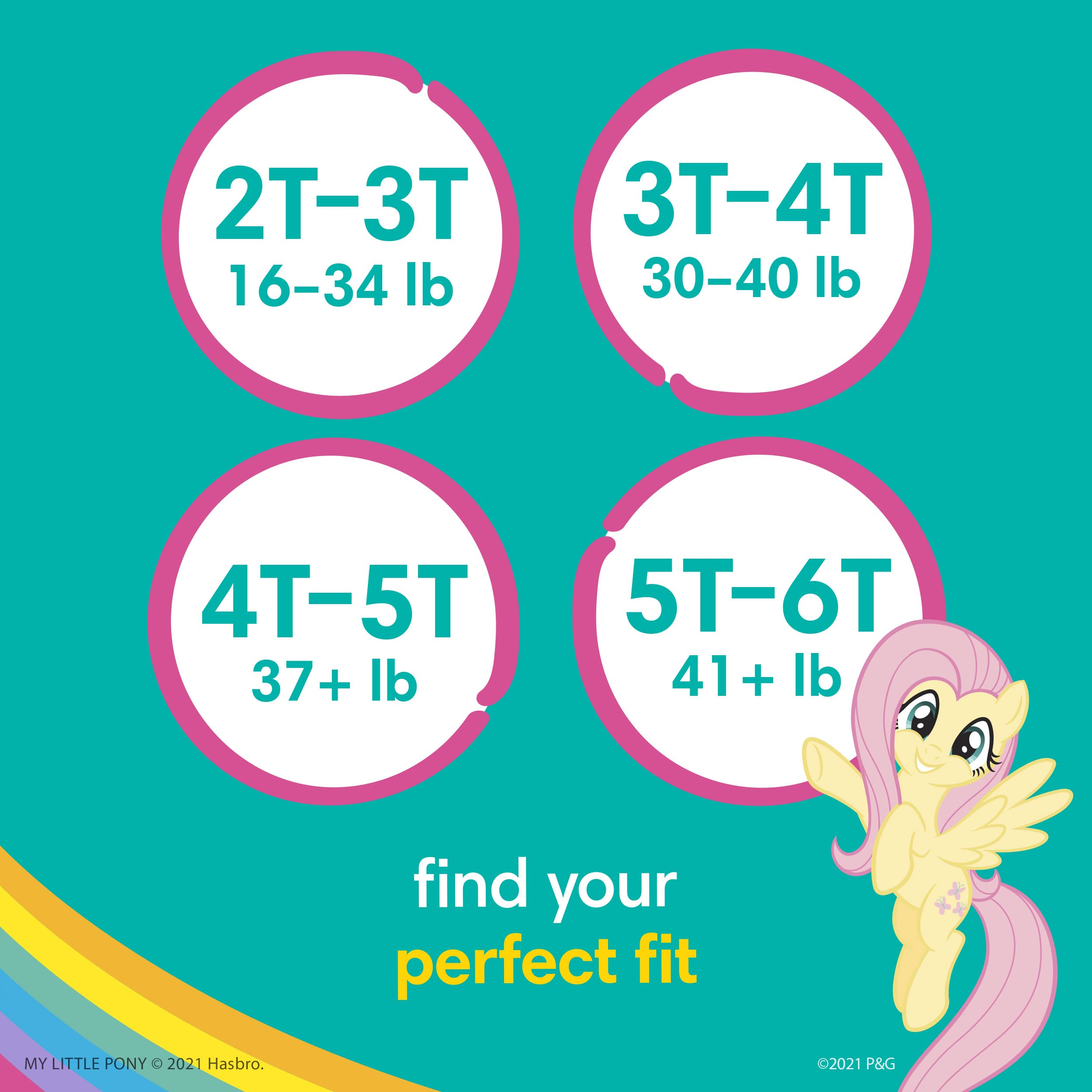 Pampers Easy Ups Girls & Boys Potty Training Pants - Size 2T-3T, 132 Count, My Little Pony Training Underwear (Packaging May Vary)