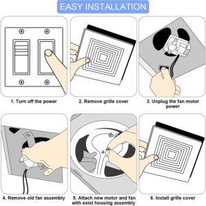 Fiada Bathroom Vent Exhaust Fan Motor Replacement Electric Motors Kit Compatible with Nutone Broan 50CFM 120V (1 Piece)