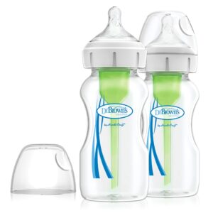 dr brown's options+ anti-colic wide neck baby bottles, 270ml twin pack