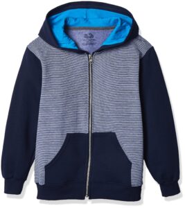 fruit of the loom boys fleece sweatshirts, hoodies, sweatpants & joggers shirt, full zip - navy stripe, medium us