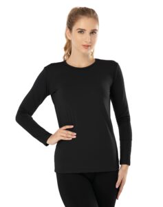 mancyfit womens thermal tops fleece lined shirt long sleeve base layer black xx-large