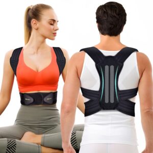 mercase posture corrector for men and women, posture brace for back,shoulders,hunchback scoliosis correction, adjustable and comfortable, large(32-39 inches)