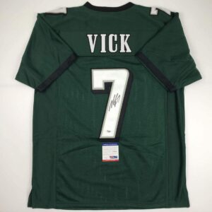 autographed/signed michael mike vick philadelphia green football jersey psa/dna coa