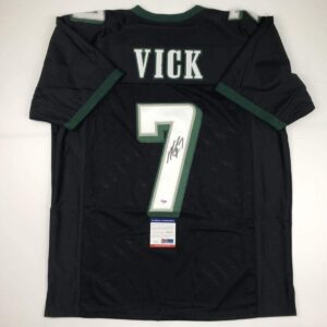 autographed/signed michael mike vick philadelphia black football jersey psa/dna coa