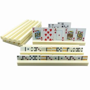 Yuanhe 4Pack Plastic Domino Holders - Domino Racks Trays Organizer for Classic Board Games Tiles Family Games Accessories