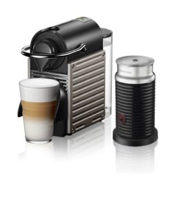 nespresso pixie espresso machine by breville with milk frother, titan