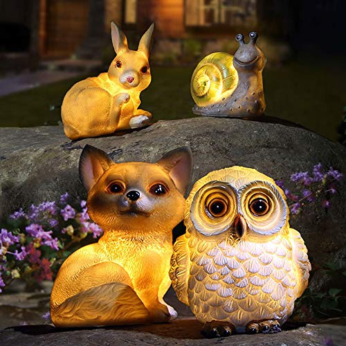 Cozyhoma Solar Powered LED Light Garden Decor, Outdoor Statue Lights Animal Figurine Night Light Home Garden for Backyard Pathway Yard Patio