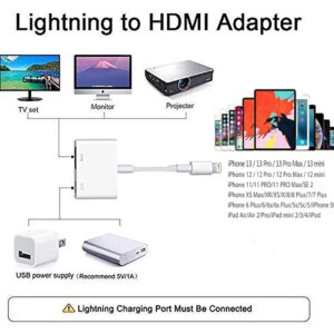 Wahbite iPhone to HDMI Adapter, Lightning to HDMI Cord for iPhone 12/11/XS/XR/X/8/7/SE iPad to HD TV/Monitor/Projector