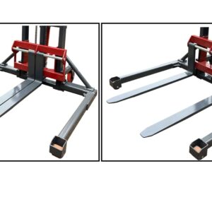 Pake Handling Tools Long Fork Manual Pallet Stacker Hand/Foot Pump Lift Truck Hydraulic Lift with Adjustable Fork and Straddle Legs, 2200 lbs Capacity, Lift Height 63", Fork 45.27" L, Leg 49.2" W