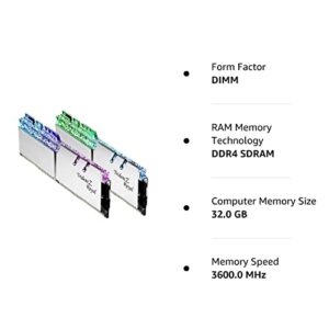 G.SKILL Trident Z Royal Series (Intel XMP) DDR4 RAM 32GB (2x16GB) 3600MT/s CL19-20-20-40 1.35V Desktop Computer Memory UDIMM - Silver (F4-3600C19D-32GTRS)