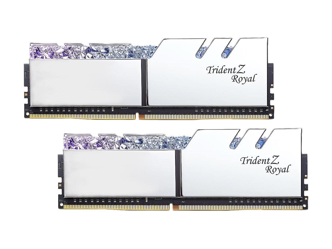 G.SKILL Trident Z Royal Series (Intel XMP) DDR4 RAM 32GB (2x16GB) 3600MT/s CL19-20-20-40 1.35V Desktop Computer Memory UDIMM - Silver (F4-3600C19D-32GTRS)