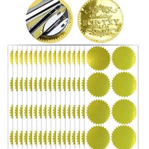 Christmas Gold Embossed Stickers Envelope Seals for Wedding Invitations 1 3/4" - Christmas Metallic Foil Package Envelope Certificate Wafer Seals for Party Favors, Packages, Greeting Cards 200 Pcs