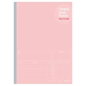 kokuyo campus study planner notebook, daily ruled, semi-b5, light pink, for 63 days, japan import (no-y80md-lp)