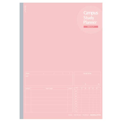 Kokuyo Campus Study Planner Notebook, Daily Ruled, Semi-B5, Light Pink, for 63 Days, Japan Import (NO-Y80MD-LP)